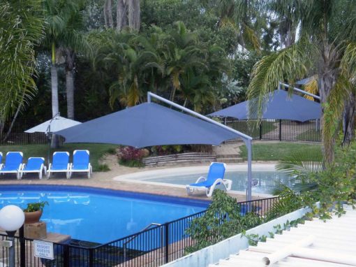Charcoal Resort Pool Umbrellas | Planet Shade Bundaberg